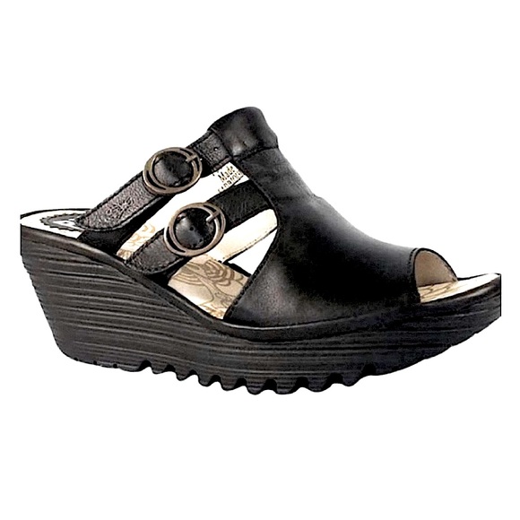 Fly London | Shoes | Fly London Yawe Wedge Slide Platform Sandals Black ...